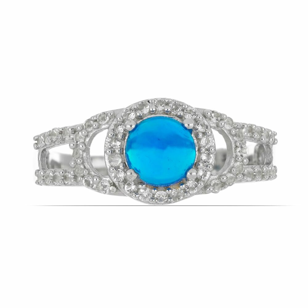 Кольцо, серебро, 925 проба, родирование, топаз, опал