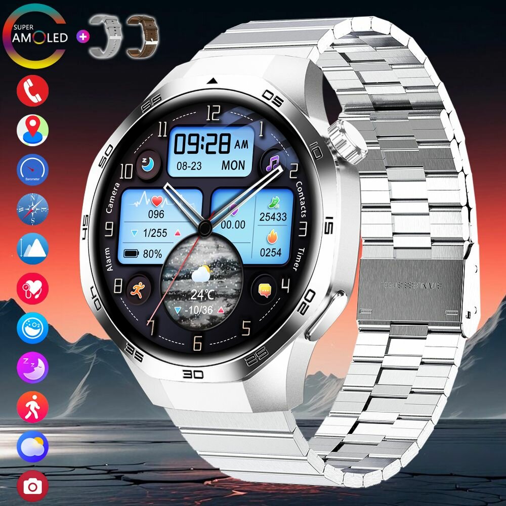 Умные часы NEW WATCH 5, последняя версия, Series 2025, три ремешка, 47mm, черный