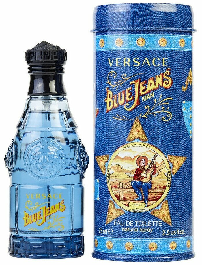 Туалетная вода Versace Blue Jeans, мужская, древесно-цитрусовая, 75ml — фото 1