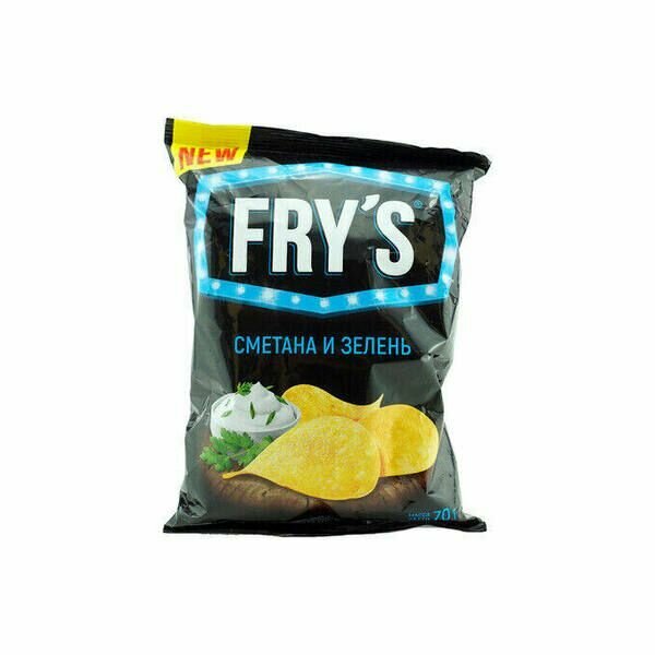 FRY'S Чипсы из картофельные рифленые вкус Сметана с зеленью 70гр