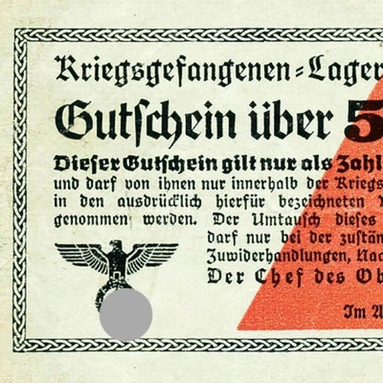 Германия 50 рейхспфеннигов 1939 для лагерей военнопленных, сувенирная копия, банкноты и купюры редкие коллекционные