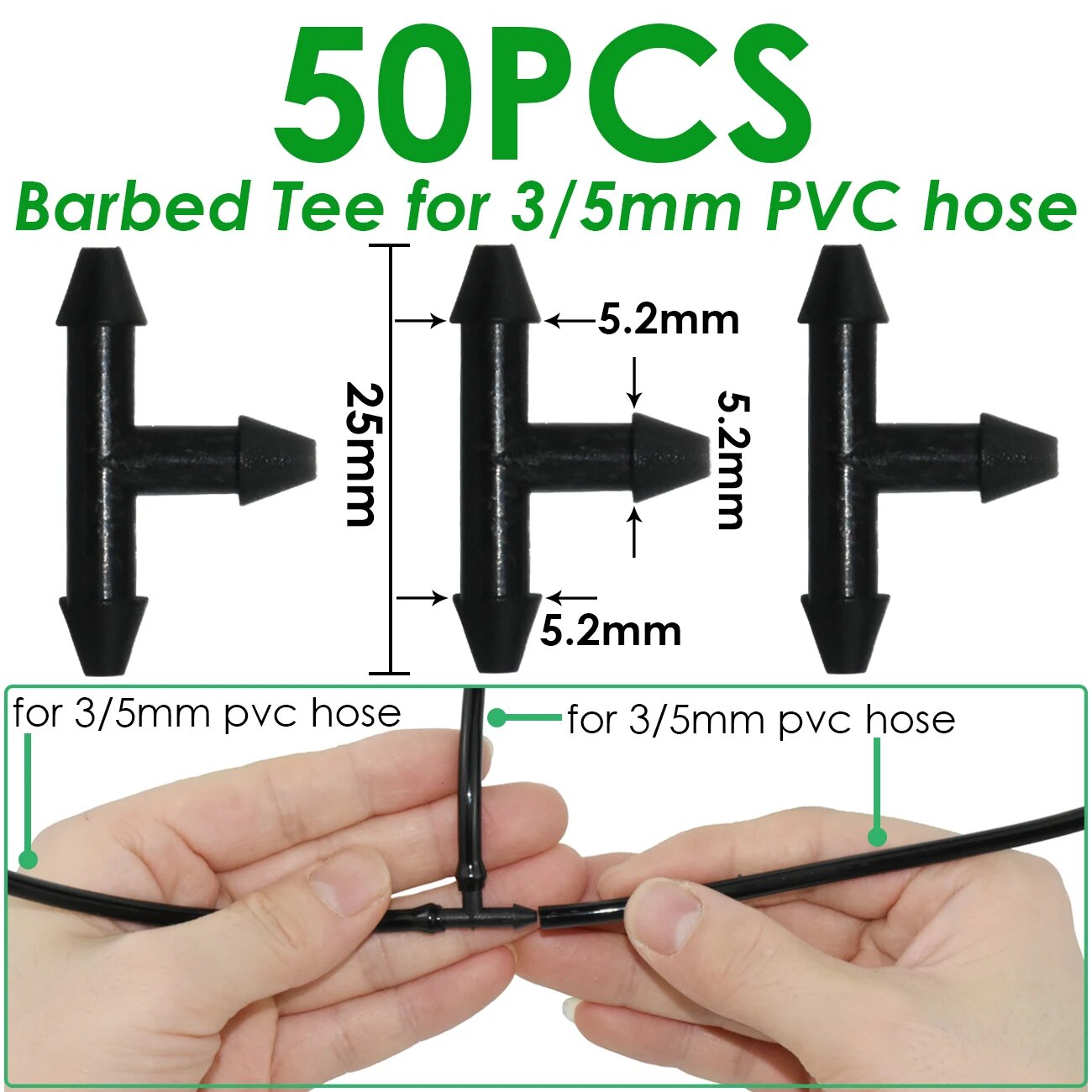 Тройники для капельного орошения 3/5 мм, 50 шт, KSL01-915-50PCS