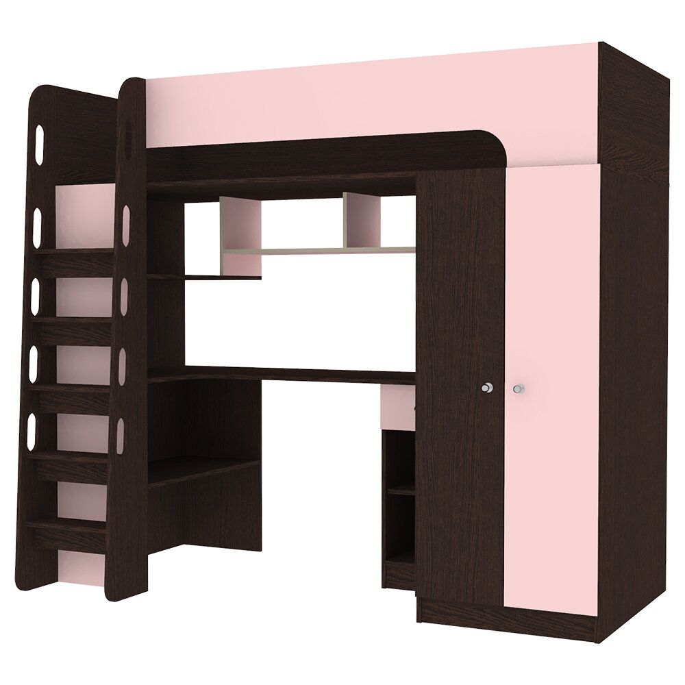 Кровать чердак Астра 10 Венге Розовый