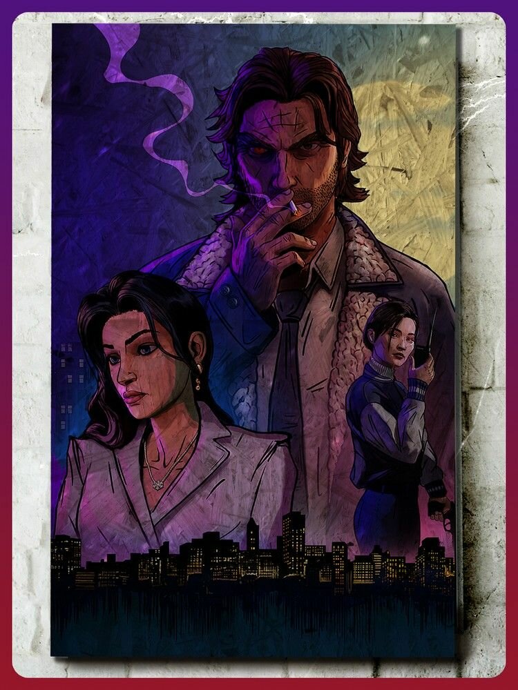 Картина интерьерная на рельефной доске Игры The Wolf Among Us (Волк среди нас, Бигби, сказки, оборотень, PS, Xbox, PC, Switch) - 62412167