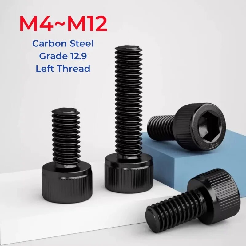 Высокопрочные черные винты с левой резьбой M4-M12 M8-1pcs, 16 мм