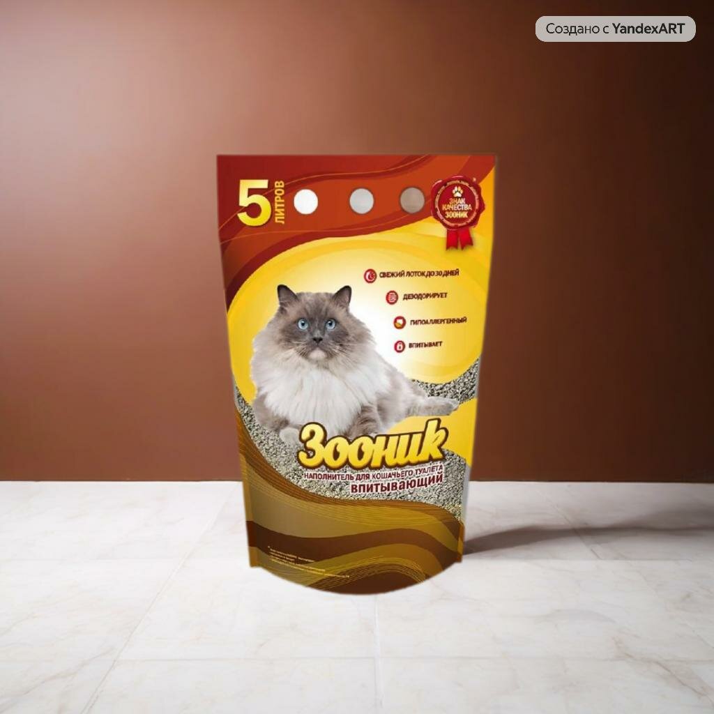 Впитывающий наполнитель Зооник для кошачьих туалетов, 5 л