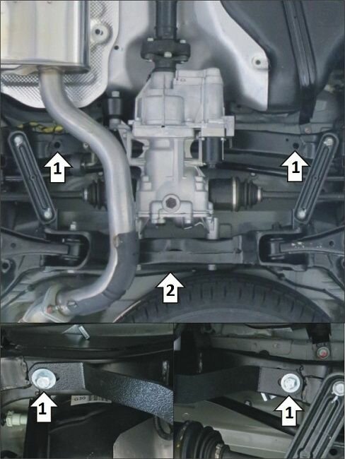 Защита Зад. дифференциала. 2 мм, Сталь. для KIA Sorento 2012-2020 MOTODOR.01035