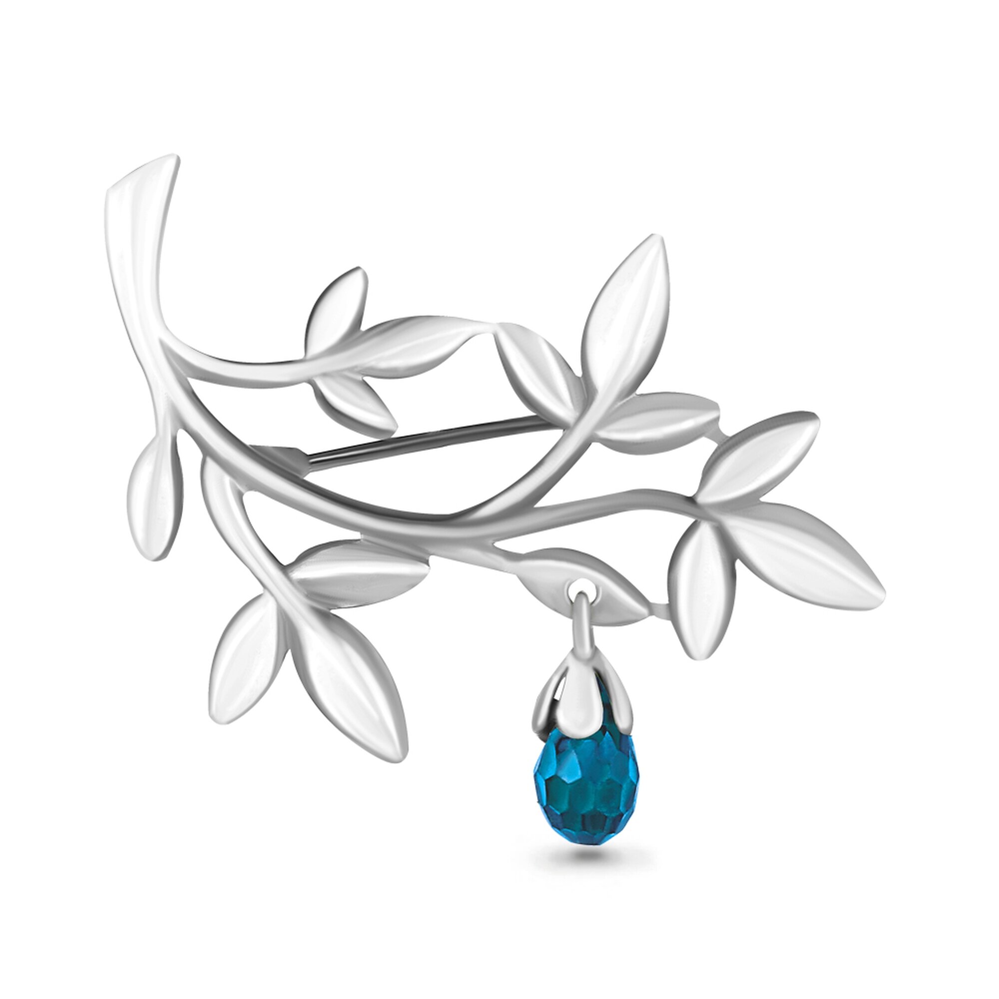 Брошь, серебро, 925 проба, родирование, фианит