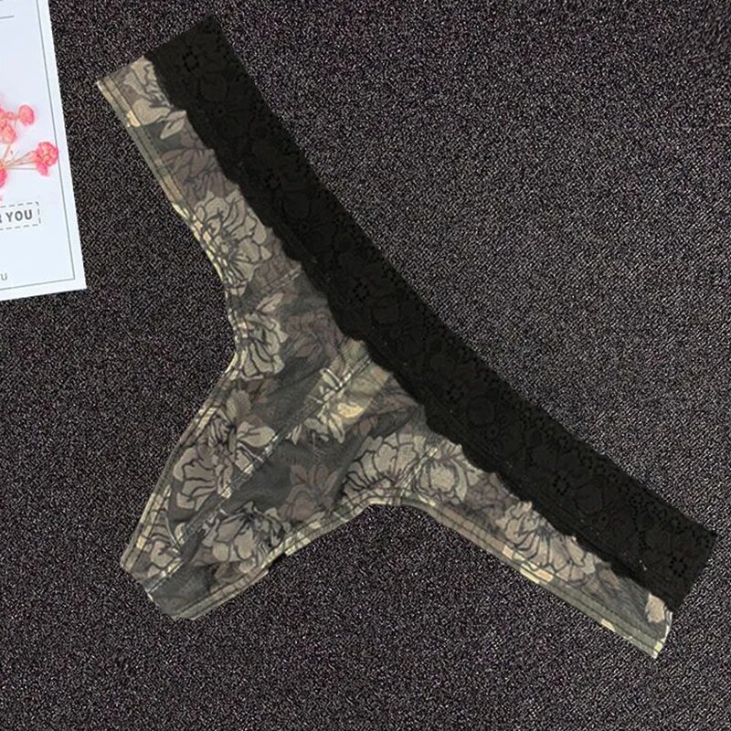 Мужские стринги черные Floral Mesh