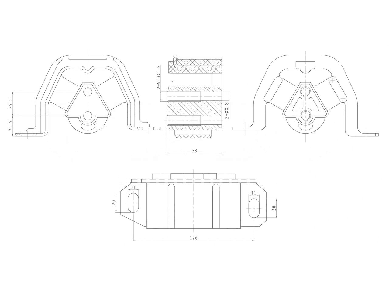 UNIO RMP-15052 (90216584 / 90250437) опора двигателя левая Daewoo (Дэу) Lanos (Ланос) (klat) 97-, Opel (Опель) kadett