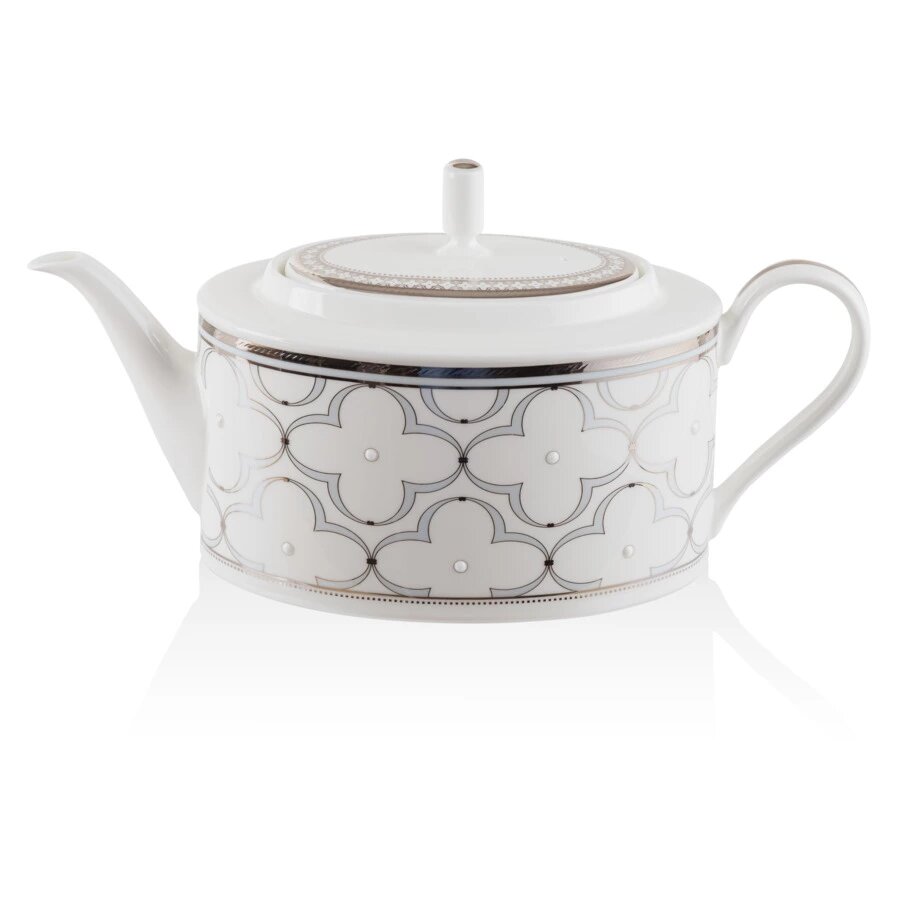 Чайник Noritake Трефолио, платиновый кант 1,25 л, фарфор костяной