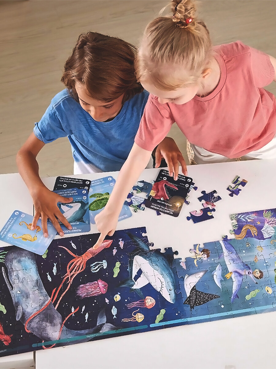 Пазл для детей Hape "Жизнь океана", светящийся в темноте, 200 элементов, 150 см E1634_HP