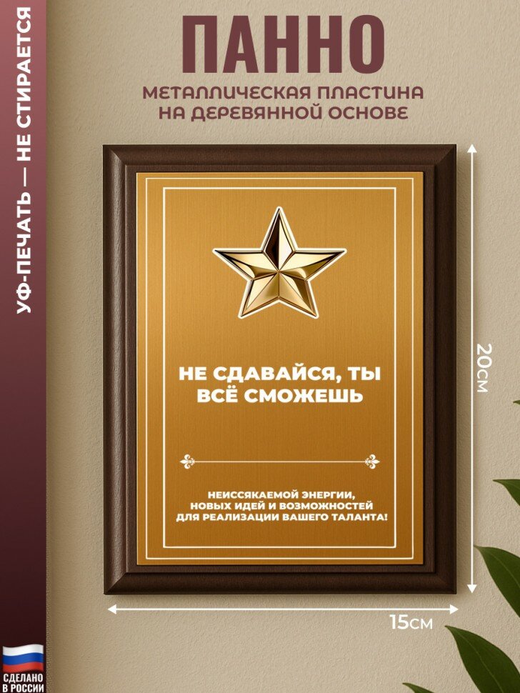 Настенный диплом "Не сдавайся, ты всё сможешь"