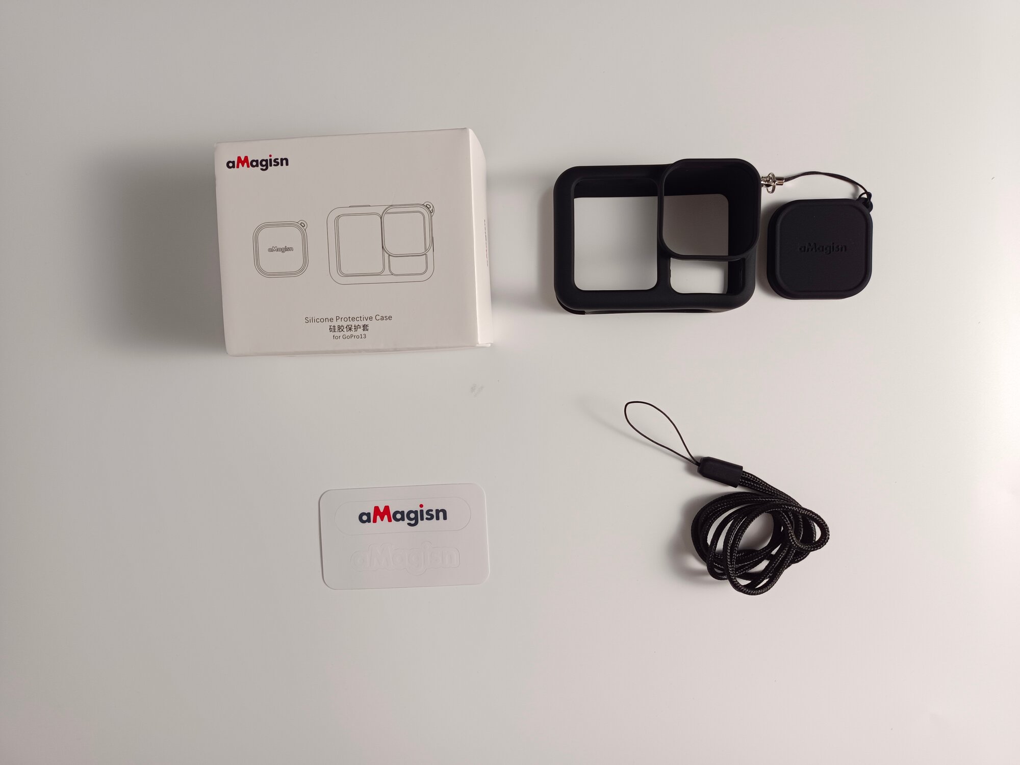 Защитный силиконовый чехол для спортивной камеры aMagisn + крышка объектива с ремешком, противоударный, совместим с экшн-аксессуарами для GoPro Hero 13.