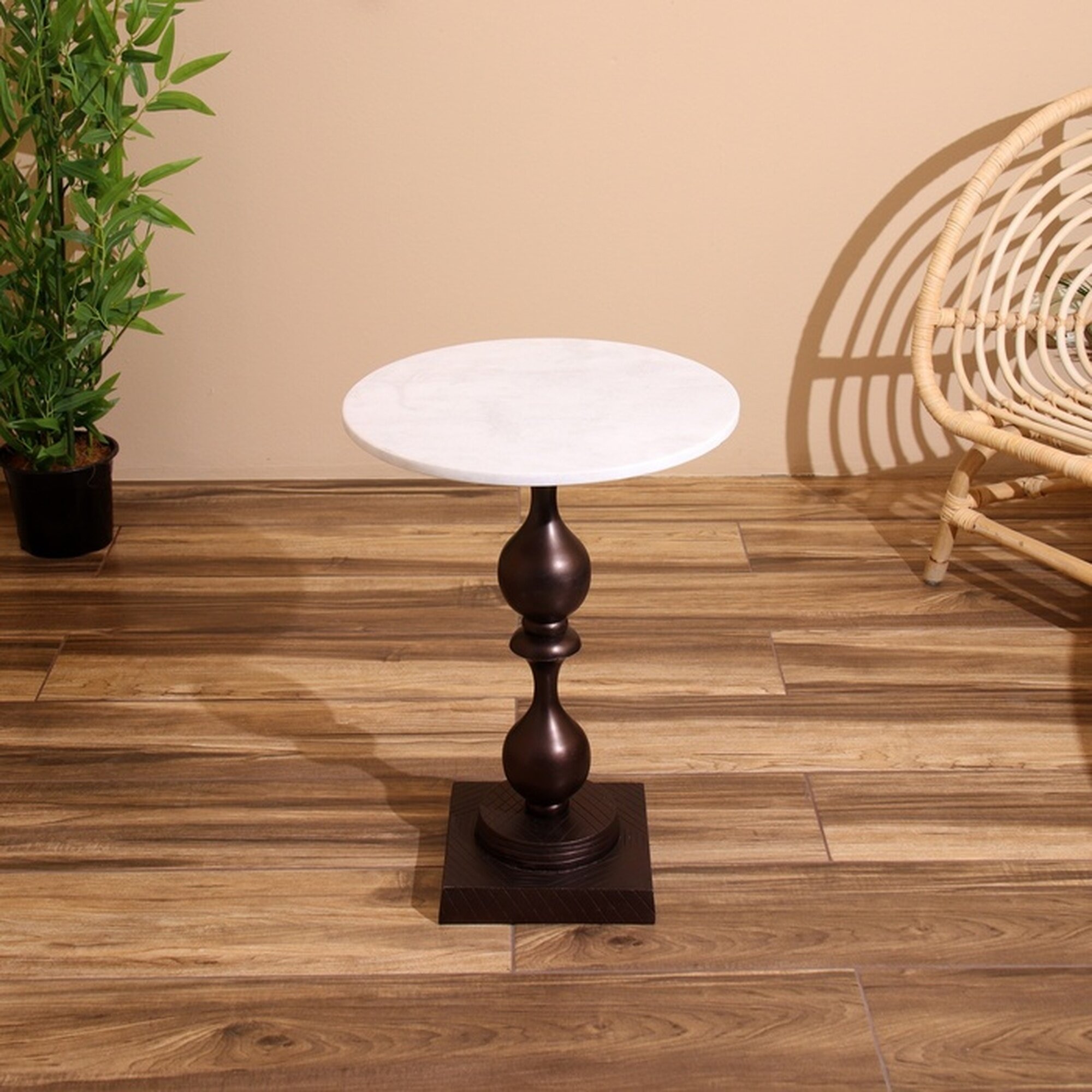 Кофейный стол Сима-ленд, алюминий, мрамор, круглый, 41x41x57 см