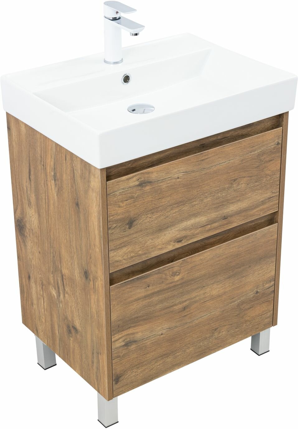 Тумба с раковиной Aquanet Nova Lite 2.0 60 напольная, дуб рустикальный + Латина 60 см