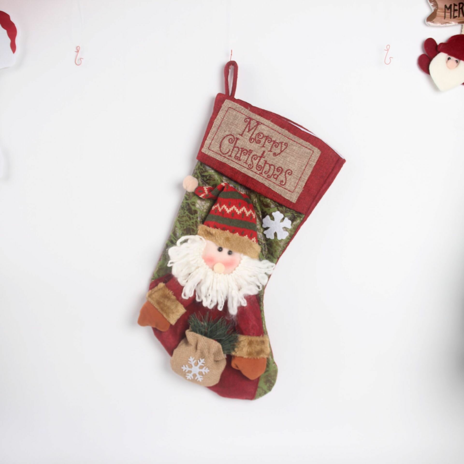 Мультяшные чулки "Рождественский подарок", с декором старика, снеговика, лося