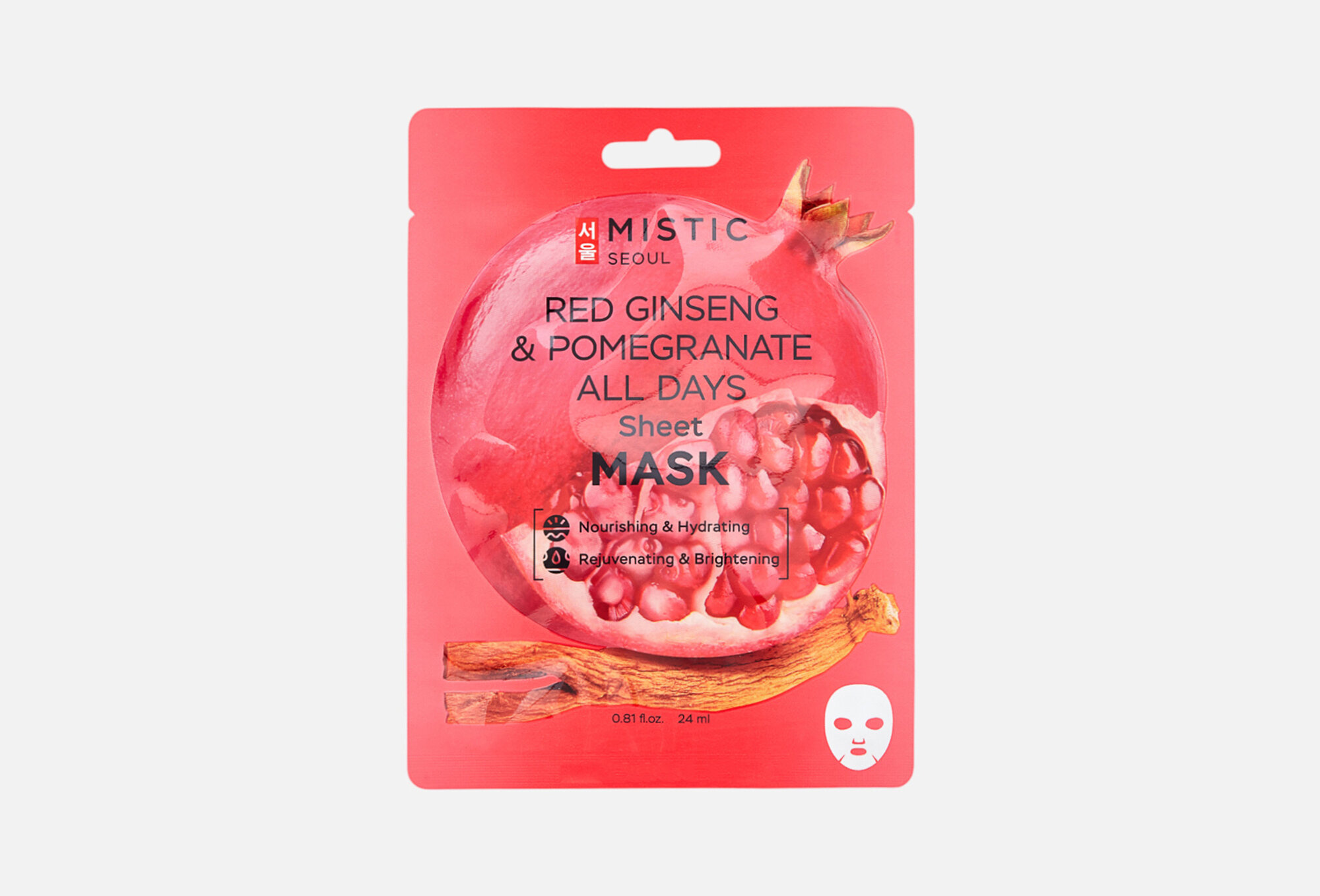 Тканевая маска для лица MISTIC RED GINSENG & POMEGRANATE ALL DAYS 28 мл