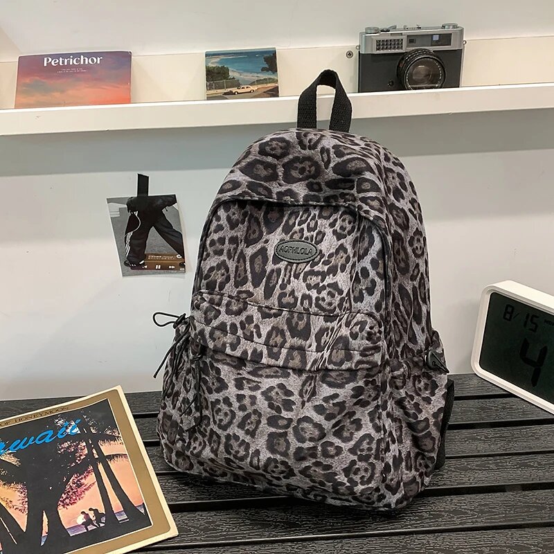 Рюкзак Brilliant Fish, леопардовый принт, с карманом на молнии, женский, нейлон, полиэстер, dark brown фиолетовый