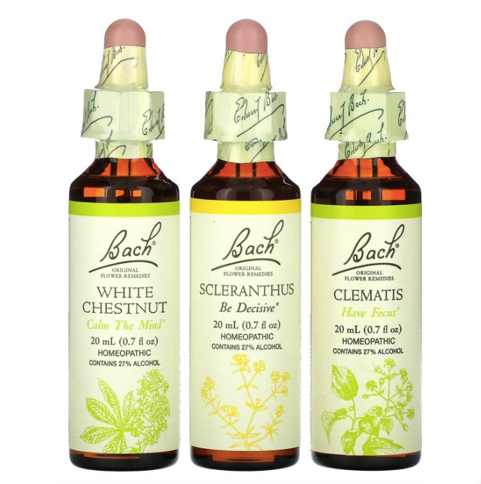 Bach, Original Flower Remedies, Focus Kit, набор для фокусировки и ясности ума, 3 по 20 мл