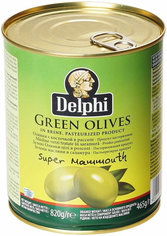 Оливки с косточкой Cупер Маммут в рассоле Греция 820г