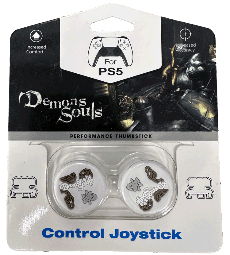 Силиконовые накладки + насадки на стики геймпада Sony PlayStation PS4/PS5 [Demons Souls][White]