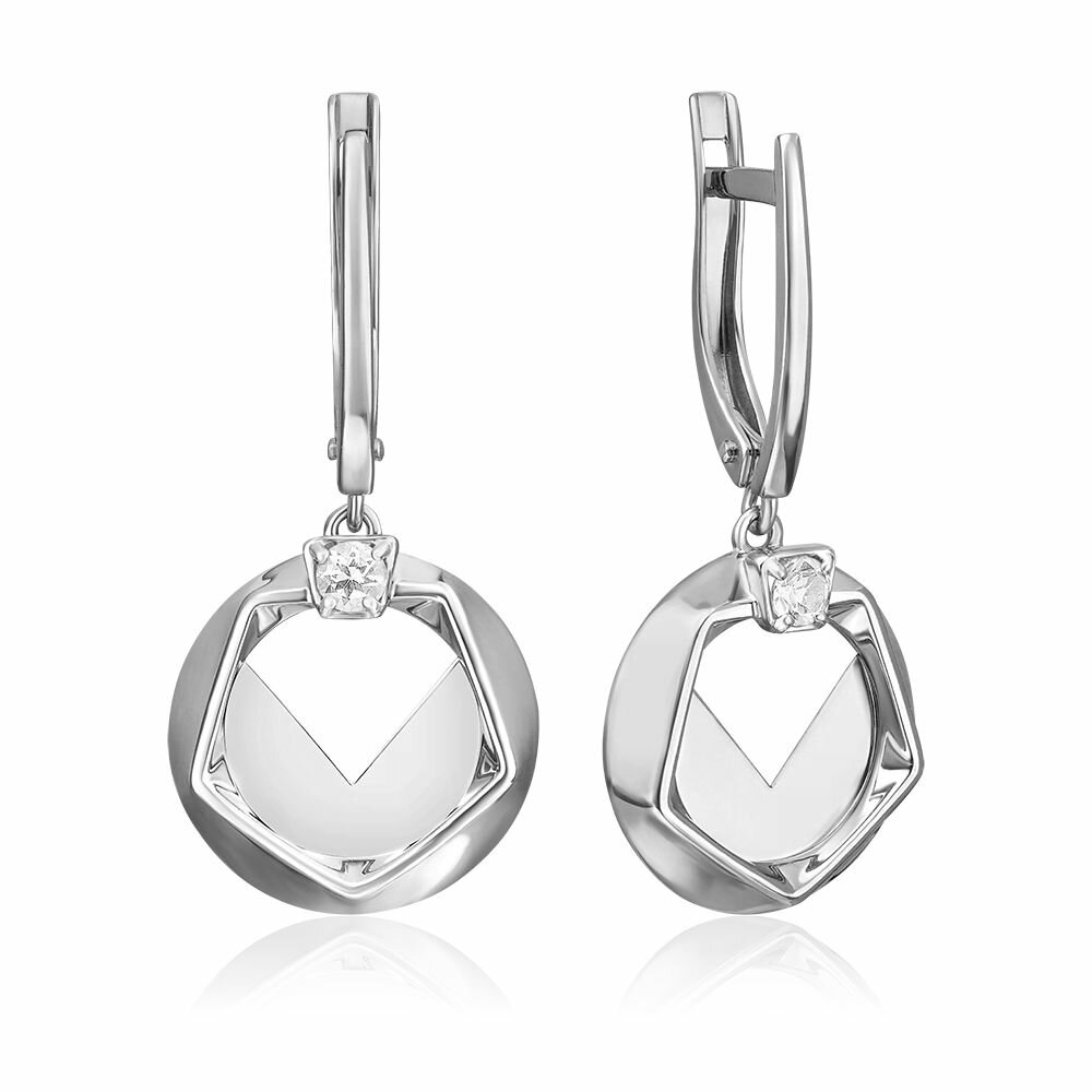 Серьги, белое золото, 585 проба, родирование, топаз