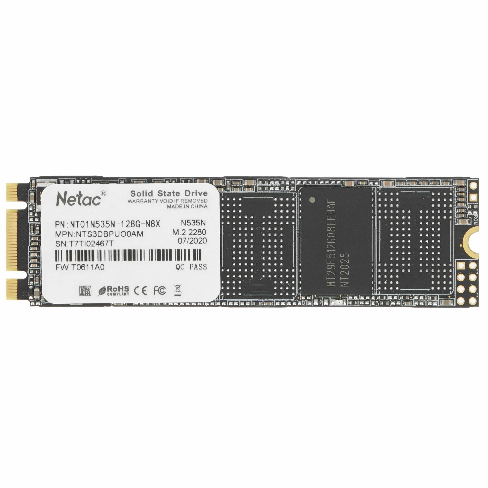 SSD-накопитель NETAC NT01N535N-128G-N8X 128 ГБ M.2, SATA III
