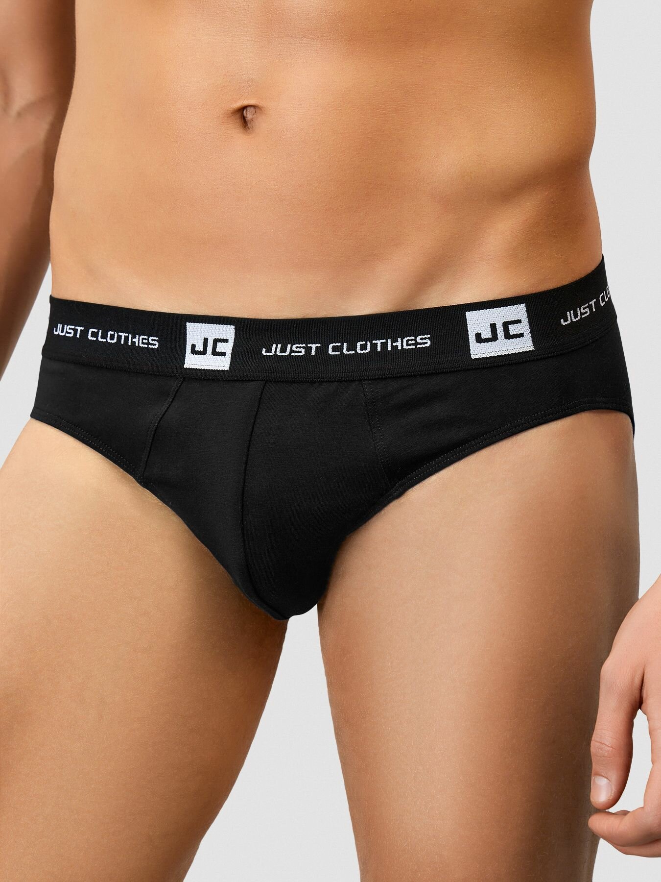 Трусы JUST CLOTHES, комплект из 2 шт., размер L, черный/серый — фото 1