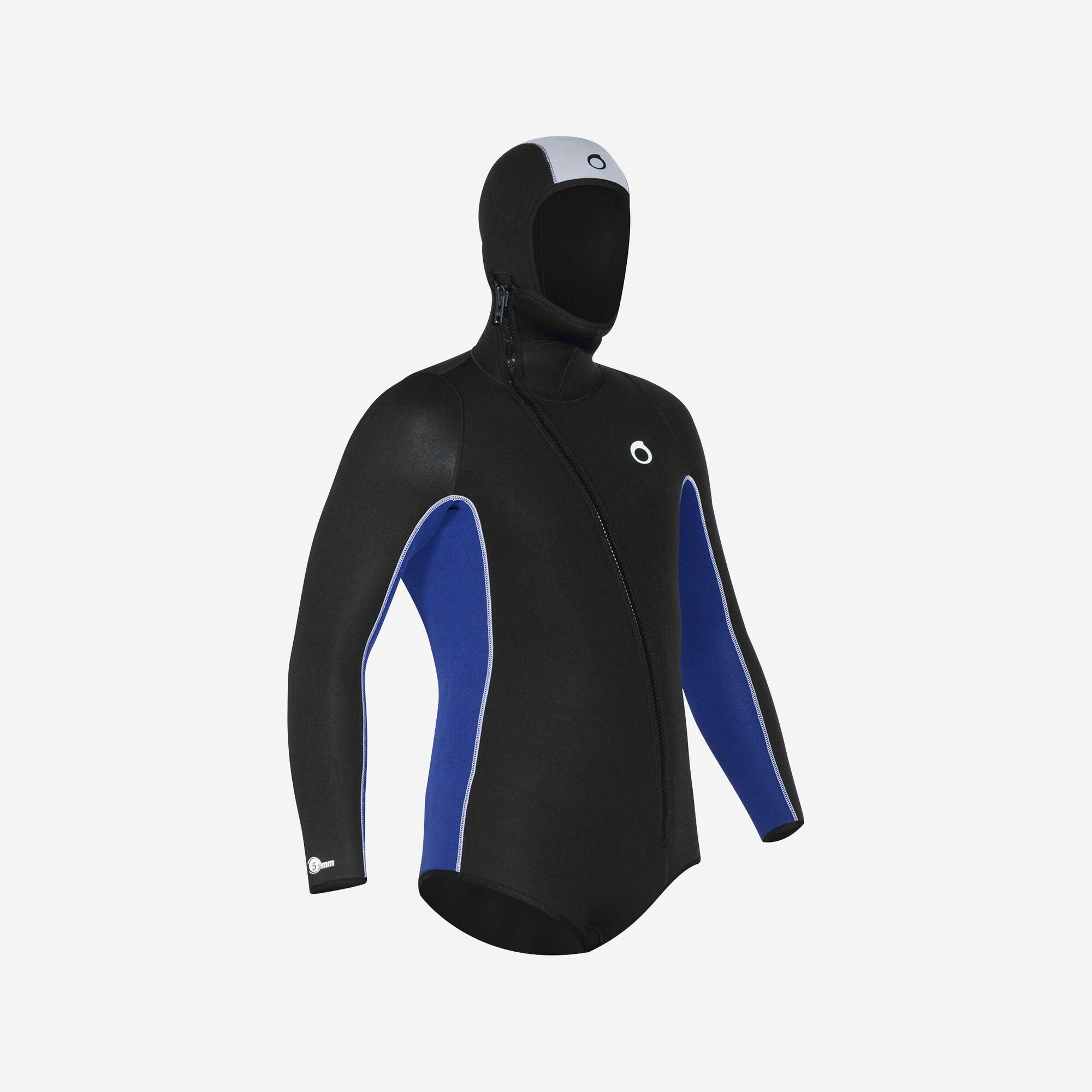 Мужская куртка для дайвинга Subea SCD из 5,5 мм неопрена с капюшоном, Decathlon, Цвет: Черный / электрический синий, Размер: XL