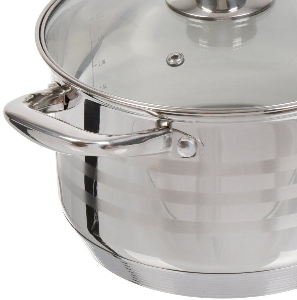 Кастрюля из нержавеющей стали Катунь Элис с крышкой диаметр 20см объем 3.5л / посуда для газовых и электрических плит