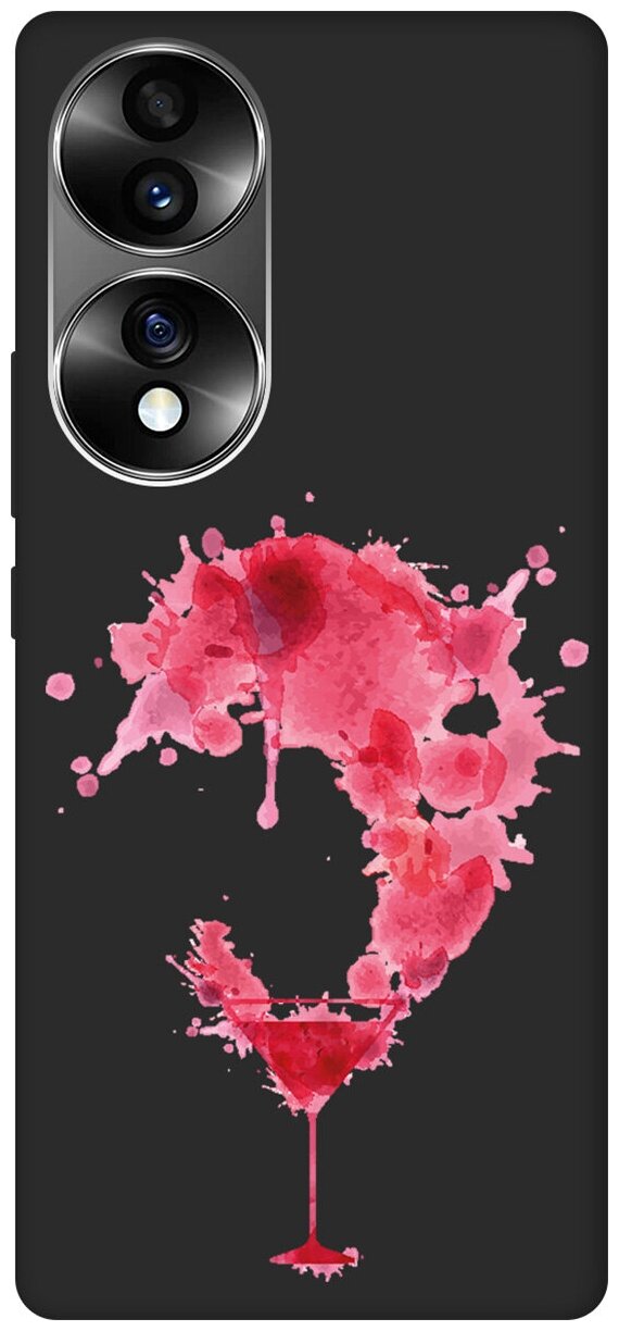 Матовый чехол Cocktail Splash для Honor 70 / Хонор 70 с 3D эффектом черный