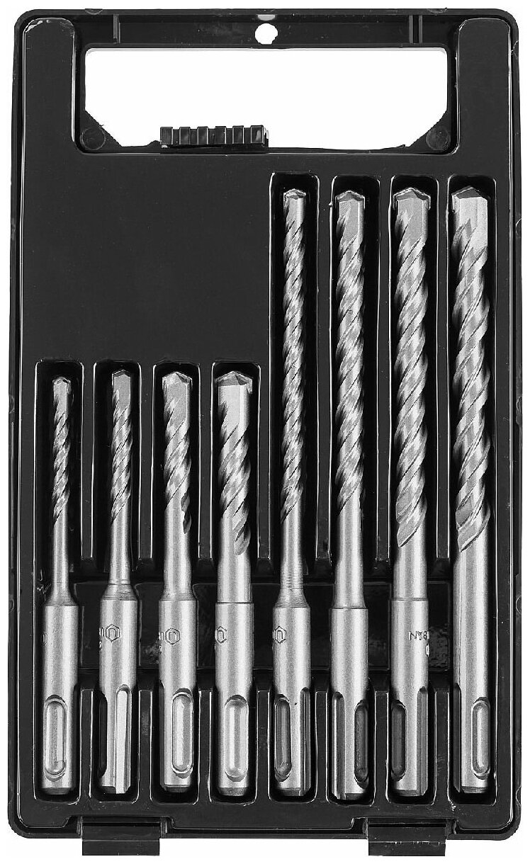 URAGAN Набор буров по бетону SDS-plus 8 шт: 5 х 110, 6 х 110, 8 х 110, 10 х 110, 6 х 160, 8 х 160, 10 х 160, 12 х 160 мм