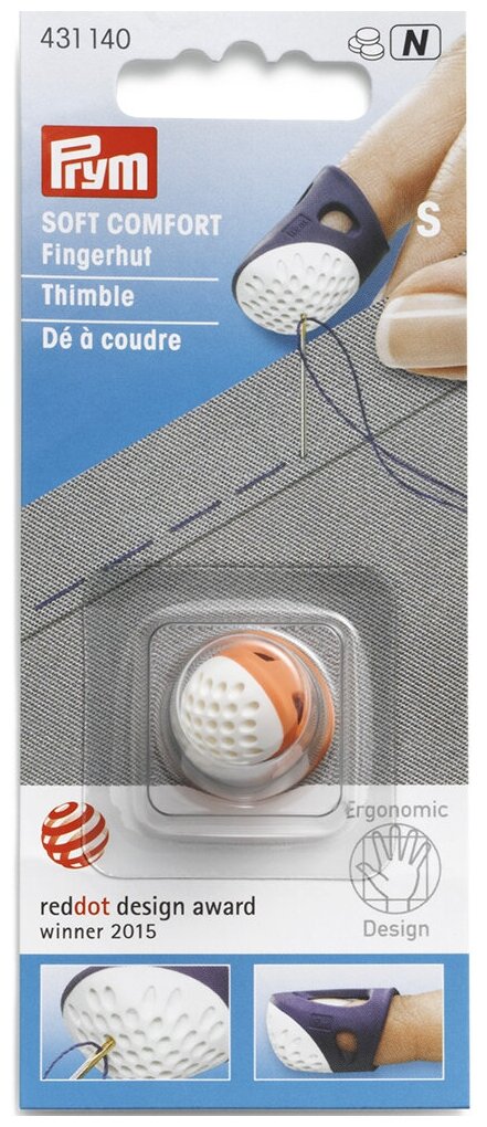 PRYM 431140 Наперсток Ergonomics в блистере размер S оранжевый для точной фиксации иглы