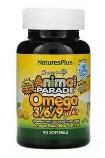 Nature's Plus Animal Parade Omega 3/6/9 Junior, 90 капс.