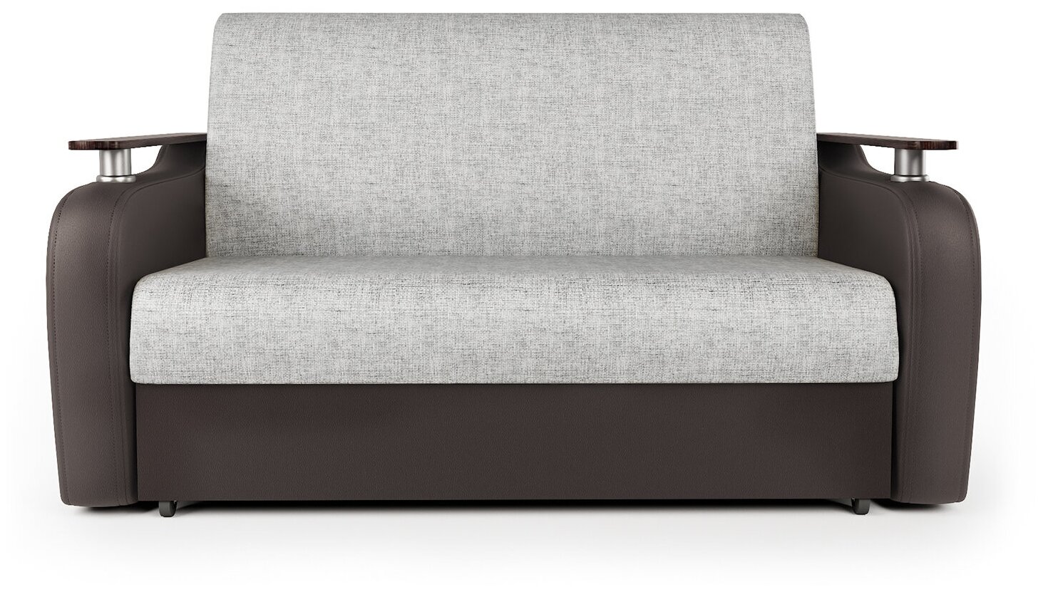 Диван-кровать аккордеон Гранд Д, 100х194 см, экокожа шоколад и серый шенилл