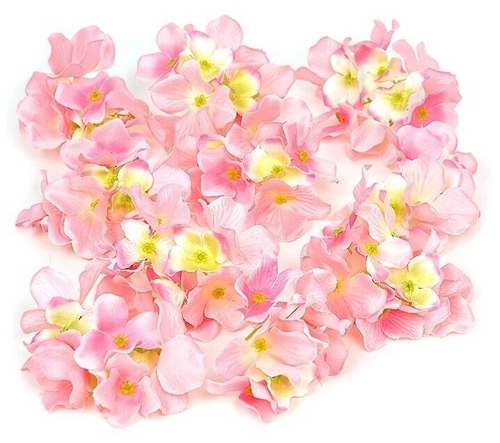 Искусственные соцветия гортензии светло-розовые, 10 см, 10 шт. в упаковке, для декора