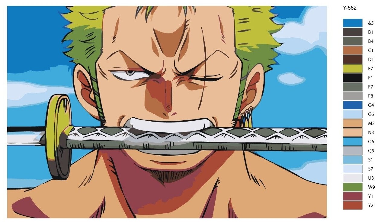 Картина по номерам Y-582 "Аниме Ван-Пис. Зоро Ророноа" 40х60