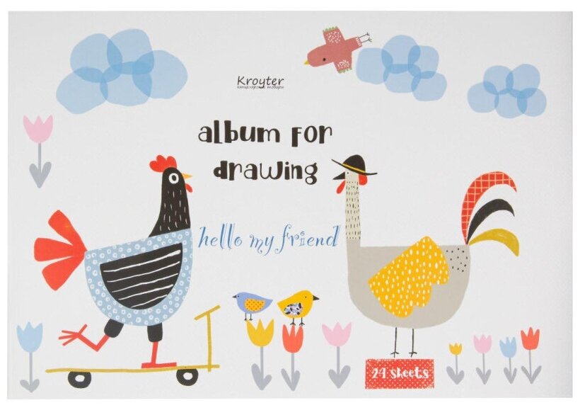Альбом д/рисования Kroyter А4 24л скл, бл.100г, Аnimals, диз. в асс.64607 1535240