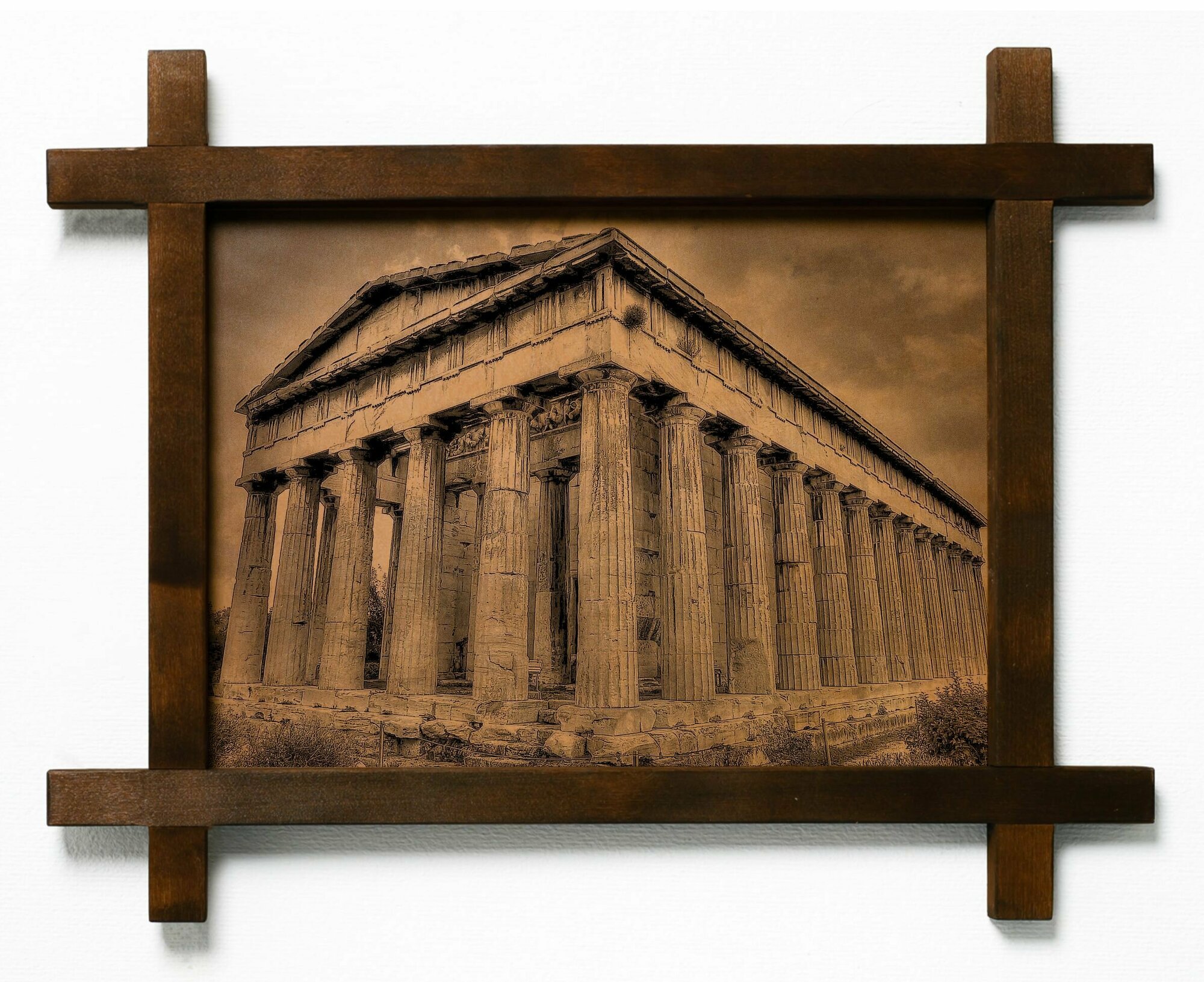 Картина интерьерная, натуральная кожа, "Парфенон", в деревянной раме, BoomGift