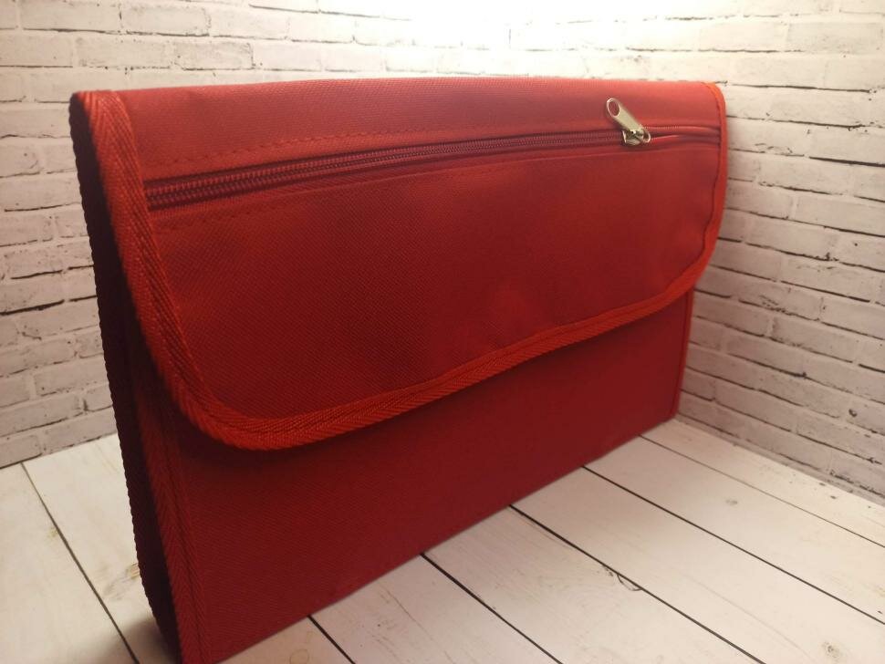 Папка для творческих работ, на липучке А4. Тканевая, красная (Aladdin)