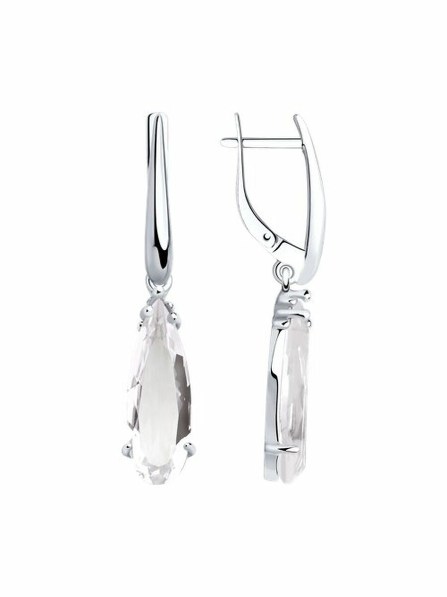 Серьги, серебро, 925 проба, родирование, горный хрусталь