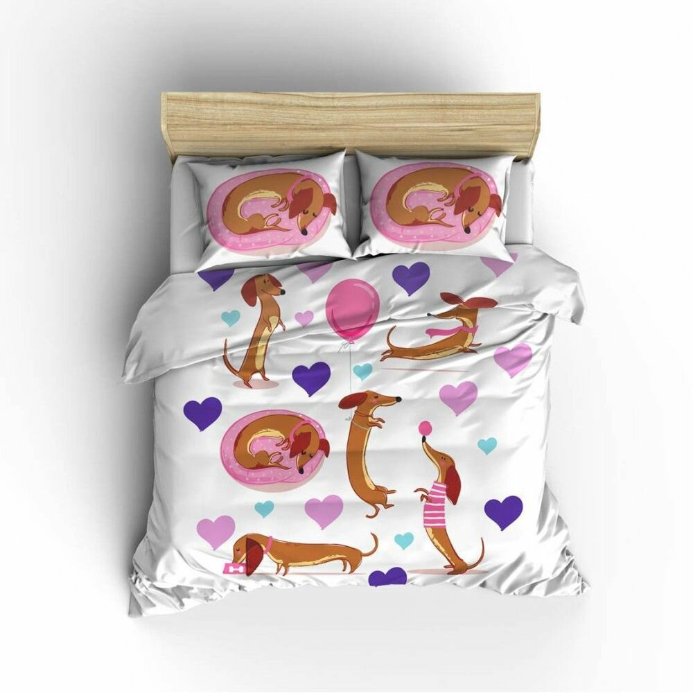 Арт комплект постельного белья Жизнь таксы 1.5 спальный, 50/70