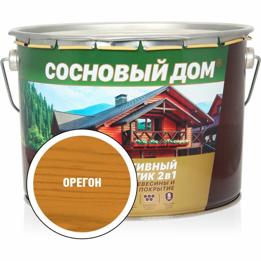 Декоративно-защитный состав для древесины ЗАО Декарт Сосновый дом орегон, 9 л 29539