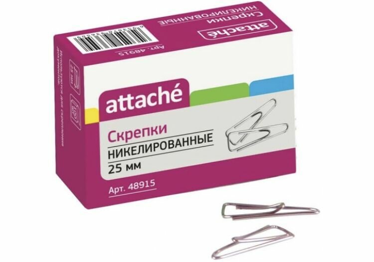 Скрепки 25 мм ATTACHE треул никел арт.48915