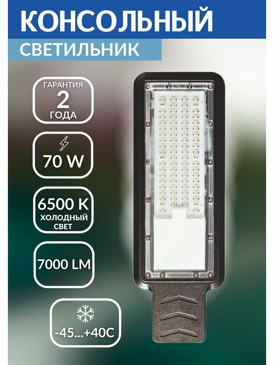 Консольный светильник LED LST2 70W 6500К фонарь уличный