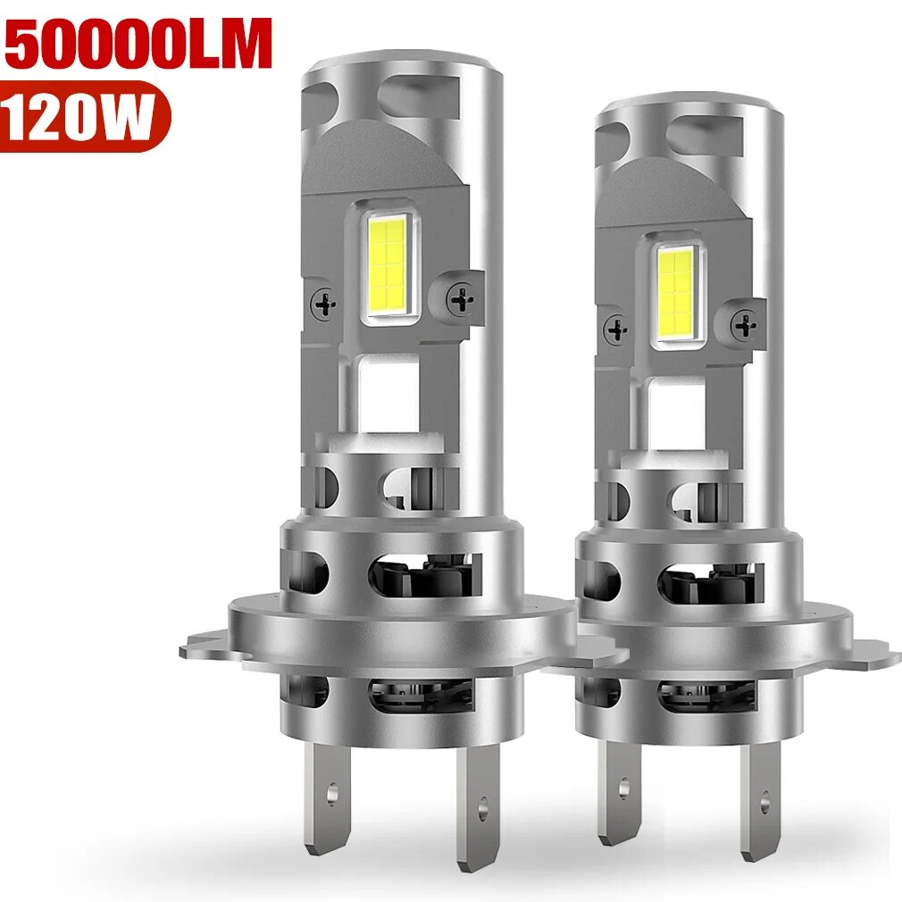 2 шт. Мини H7 светодиодные лампы для фар Беспроводная 120 Вт 50000LM CSP Автомобильные диодные лампы с вентилятором H7 Turbo Led 12 В 6500 К Белый