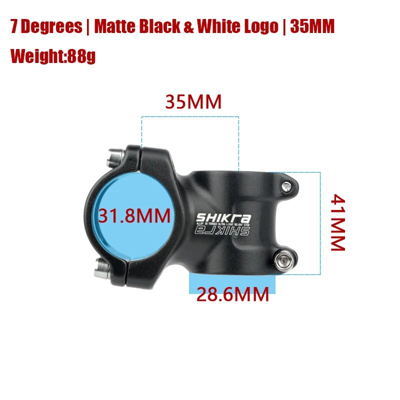SHIKRA Вынос для горного велосипеда, алюминиевый, черный/красный, 31.8 мм, 35-110 мм 7D black 35mm
