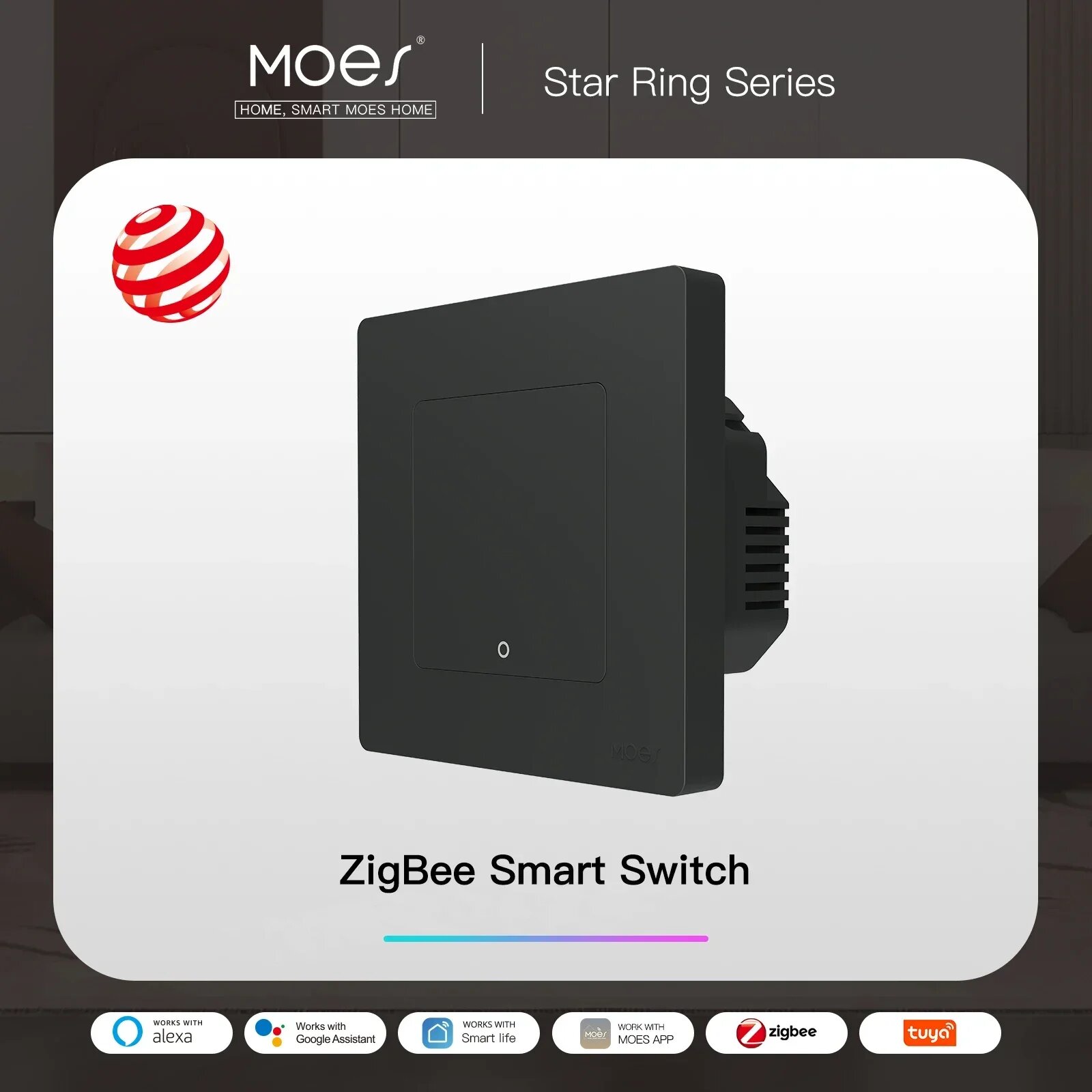 MOES Звездное кольцо, умный ZigBee переключатель, черный