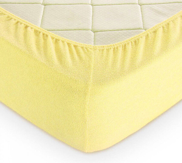 Простыня махровая на резинке (желтая) 90х200х30